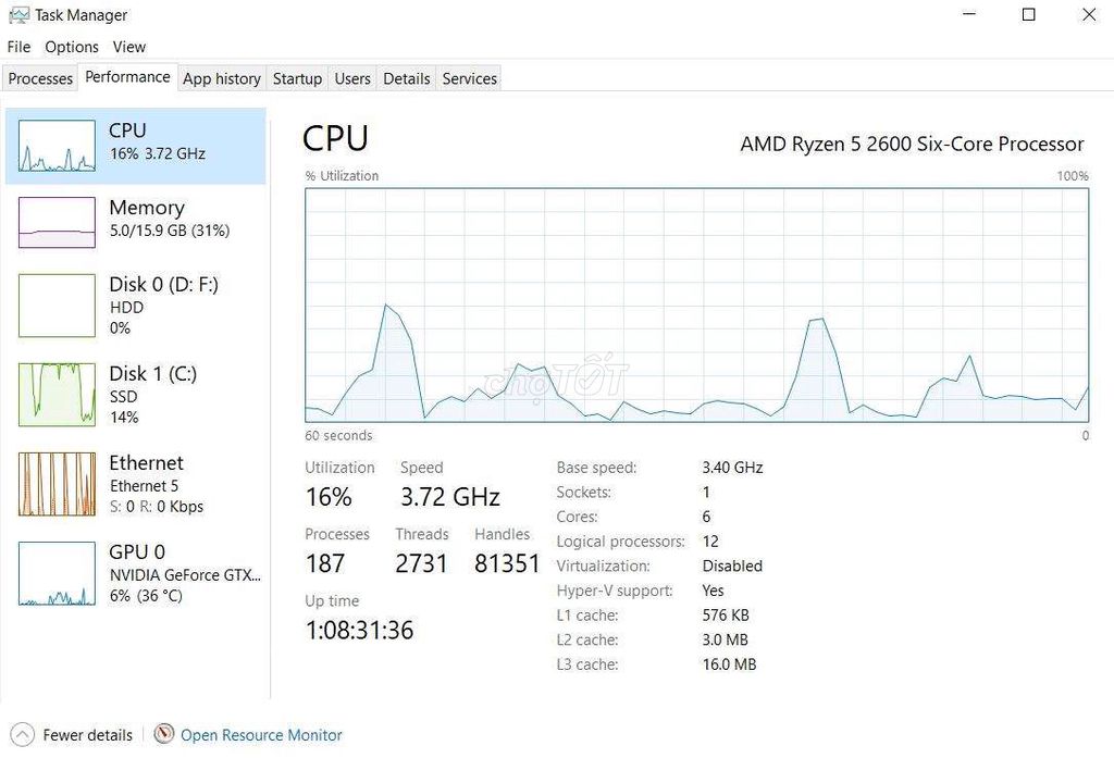 CPU AMD Ryzen 5 2600 - 130054046