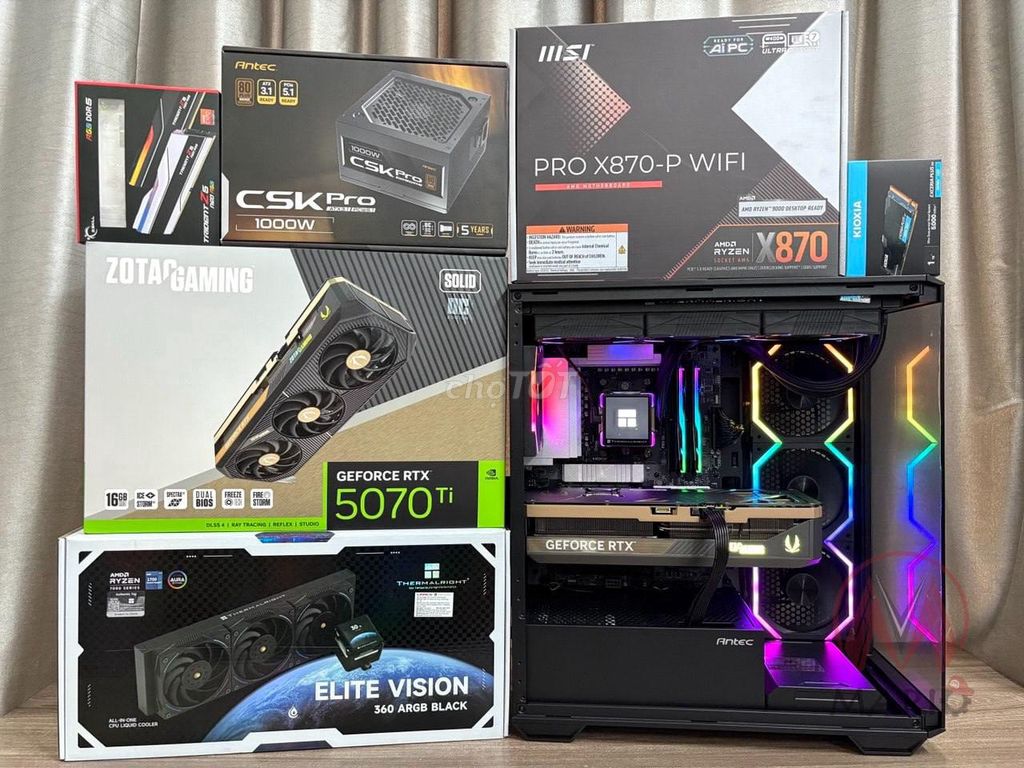 Dàn máy Ryzen 7 9800X3D, RTX 5070Ti, 32GB D5, 1TB - 123880808