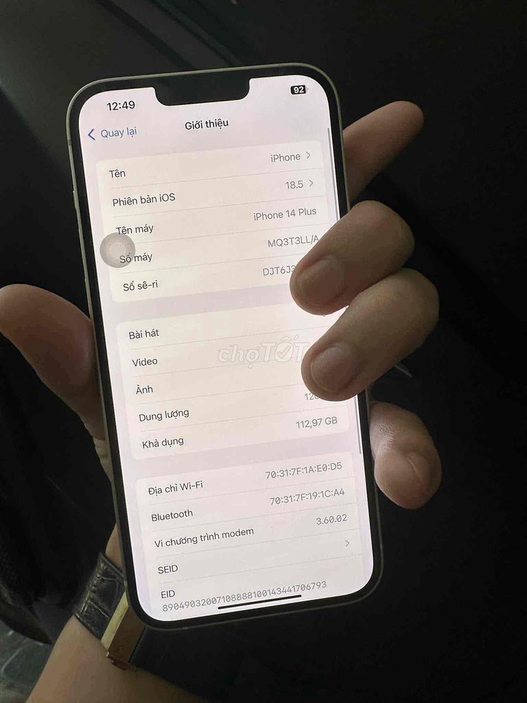 IPhone 14 Plus Quốc Tế Mỹ 128GB Nguyên zin zin áp - 129243617