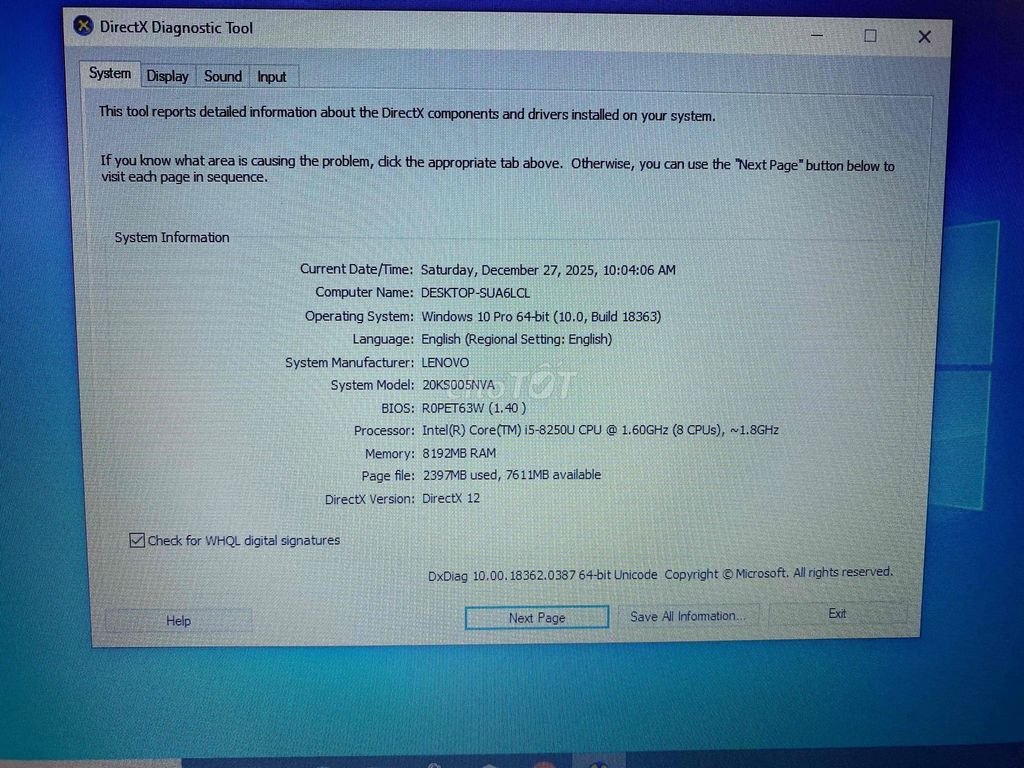 Lenovo Thinkpad E580 i5-8250U 15.6 inch 8GB/250GB - 129931434