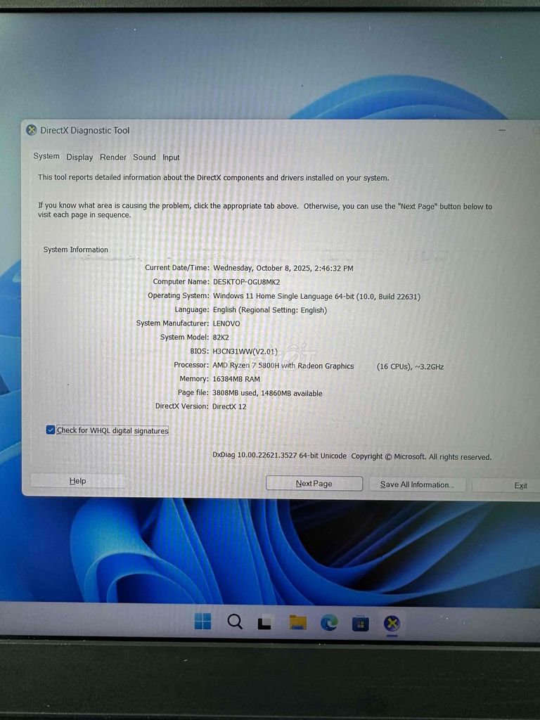 IdeaPad Gaming 3 Ryzen7 5800H/RTX3050/Ram 16GB - 128257256