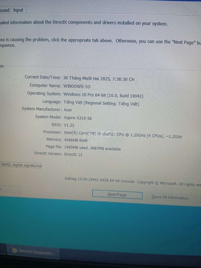 Acer Aspire A315-56 i3-1005G1 4GB - 130007184