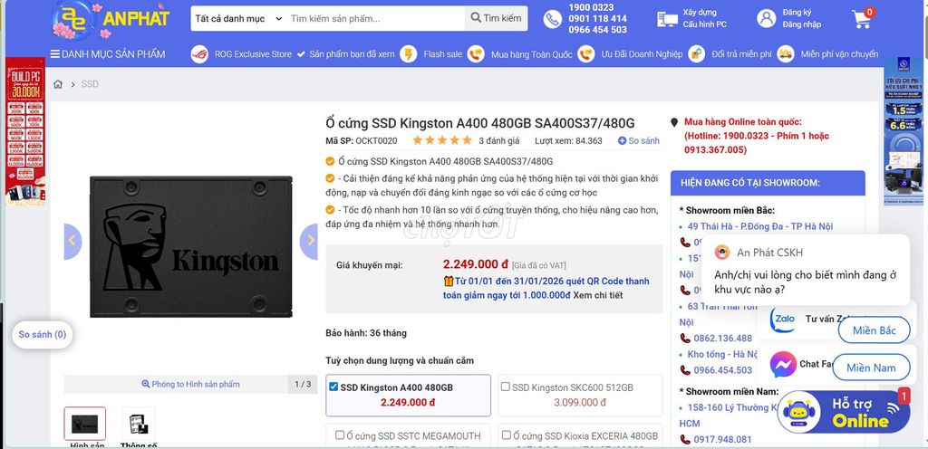 SSD Kingston A400 480GB full box thanh lý - 130169683