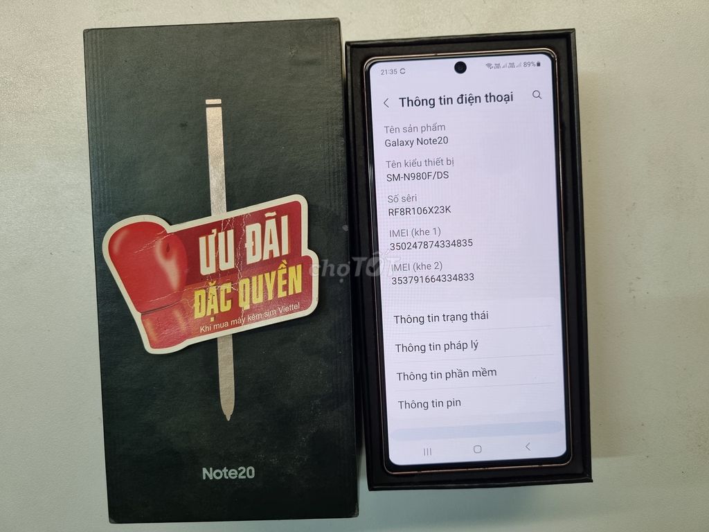 Samsung Note 20, 256G, bản 2 sim vật lý full box - 127856520