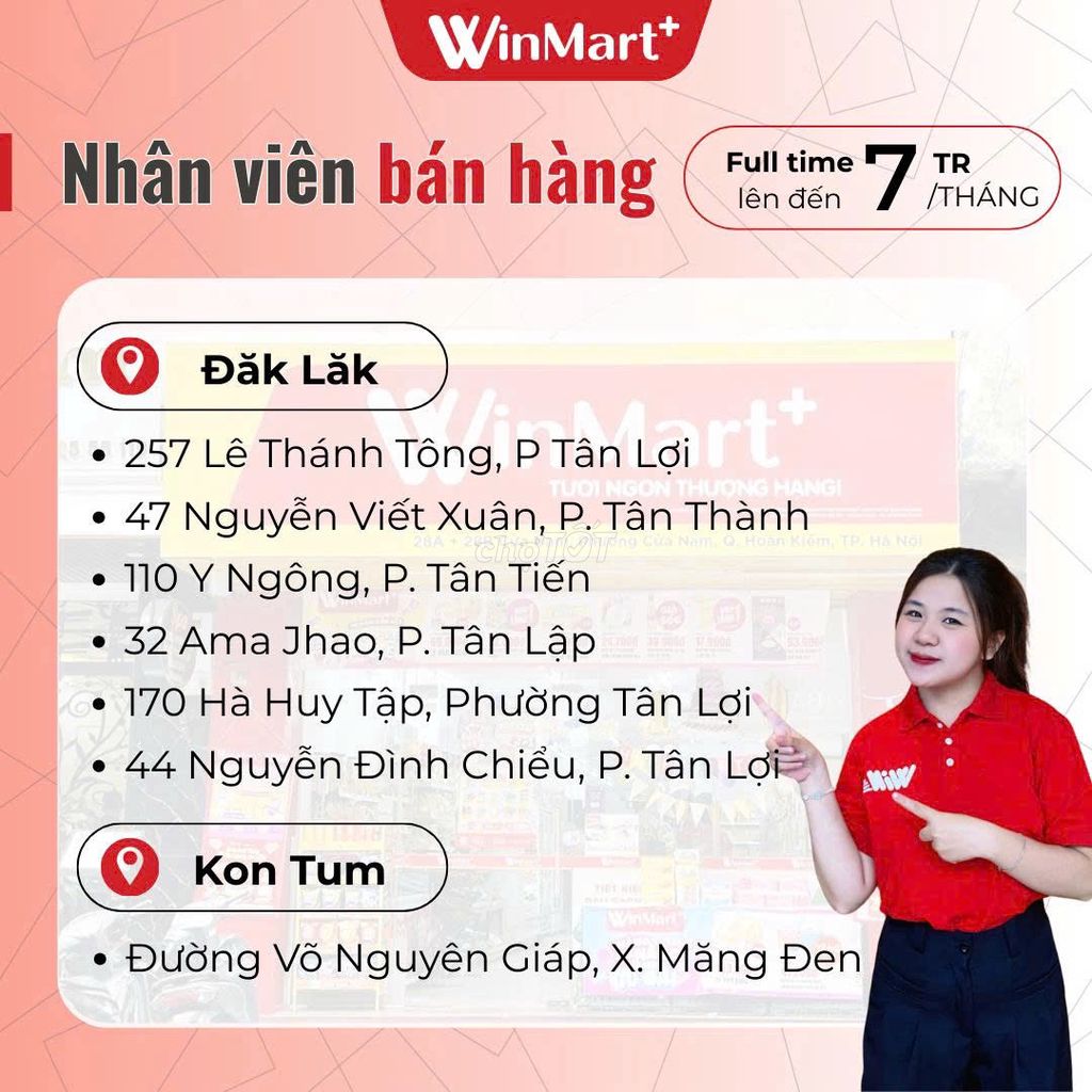 Nhân viên Bán Hàng WinMart+ Đắk Lắk - 130278429